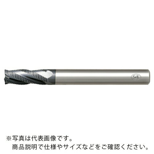 特長：Sコーティングを施したファインピッチタイプのラフィングエンドミルです。用途：被削材：炭素鋼、合金鋼、工具鋼、プリハードン鋼、ステンレス鋼、調質鋼（35HRC.40HRC.45HRC）、アルミ合金用。仕様：刃数ZEFP(枚)：4切削径D...