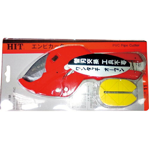 特長：1アクションで刃が開きます。替刃交換は工具不要です。用途：塩ビ管（VE・VP）の切断に。仕様：切断能力(mm)：42全長(mm)：235アタッチメント：付適合替刃：VPCC42HSRラチェット回数：9回硬質塩ビパイプ、ポリエチレン管な...