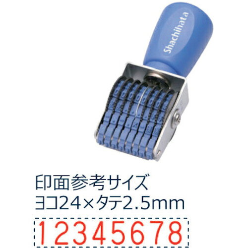 特長：美しく読みやすい書体を使用しています。印字ベルトは耐久性に優れたゴムを採用しています。グリップ部の芯材に再生PP樹脂、回転子に再生ABS樹脂を使用しています。仕様：印面：6号サイズ書体：ゴシック体印面寸法(mm)幅：24印面寸法(mm...