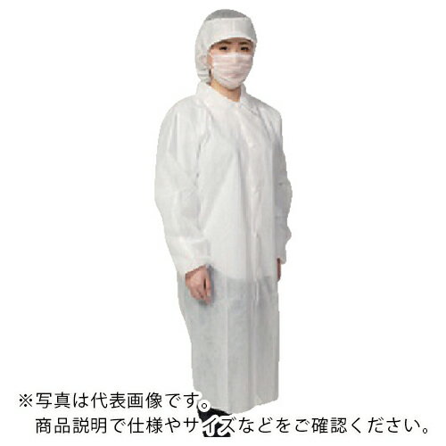 特長：ポリプロピレン素材のため撥水性に優れ、汚れを防ぎます。用途：汚れ作業着に。工場の見学者用に。仕様：色：白サイズ：L適合胸囲(cm)：126〜129適合身長(cm)：165〜175数回の洗濯が可能スナップボタン仕様材質／仕上：ポリプロピ...