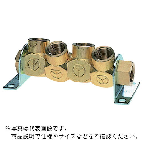 特長：一箇所の配管口より複数の配管口が取り出せます。取り出し口は方向を自由に変える事が出来、固定も出来ます。用途：各種エア配管回路分岐仕様：分岐数：4接続ねじ部：Rc3/8、Rc1/4チヨダ　フリージョイント2　4WAY　R1／4材質／仕上...