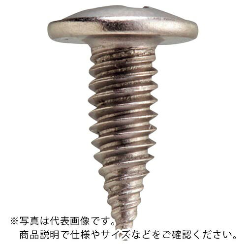 用途：薄鋼板、薄鋼板仕様：呼び寸法(mm)d：4よび径（mm）：4全長（mm）：19ネジ部（mm）：19頭径（mm）：8.0適応板厚（mm）：0.5mmまでの2枚重ね計1.0mm以内箱入材質／仕上：ステンレス　SUS410　●代表画像につい...