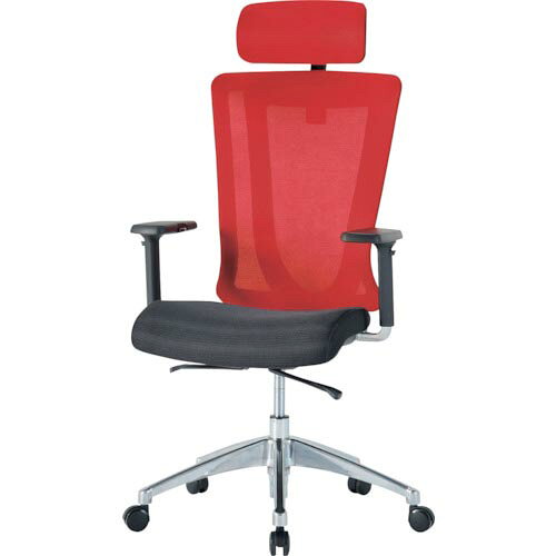 特長：通気性に優れたメッシュ素材を使用したベーシックなヘッドレスト付マネージメントチェアです。背もたれが前後に稼働します。仕様：張地：ヘッドレスト・背・座：メッシュ(ポリエステル)色：レッド（背/ヘッドレスト）ブラック（座）座幅(mm)：5...
