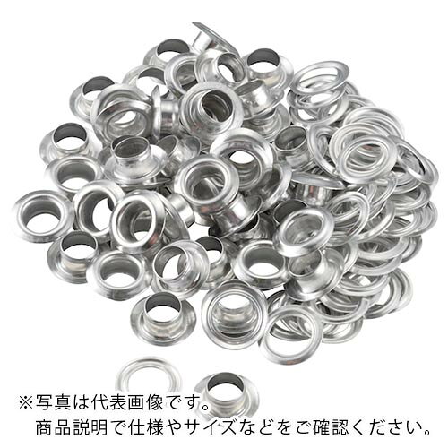 特長：大容量、円柱ケース入りのアルミ製15MM両面ハトメ玉です。用途：シートなどの穴の補修・補強に仕様：内径(mm)：15使用可能厚さ(mm)：約4.0玉入数（組）：50材質／仕上：玉：アルミ　●代表画像について 商品によっては、代表画像を...