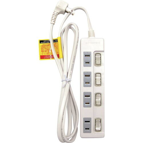 特長：安心、安全設計の省エネタップです。接続機器ごとにON／OFFができ、待機電力を個別に節約できる個別スイッチ付です。本体は衝撃に強い二重成型です。差し込み口は熱に強いユリア樹脂を採用しています。狭い場所でも邪魔にならないL型プラグです。...
