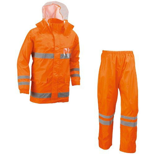 特長：軽量・透湿生地を使用しカラー・サイズ展開が豊富な安全を意識したオールラウンドレインウェアです。360°高輝度反射材を使用し視認性を確保しています。背中ベンチレーションにより蒸れを防ぎます。ヘルメット対応大型パノラマフードにより視界を確...