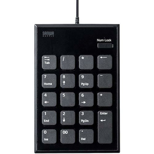 特長：USBType-Cコネクタを搭載したパソコンで使用できる有線テンキーです。従来のパンタグラフキーボードと比較しキータッチ音が格段に小さい静音タイプです。静かなオフィスなど入力音が気になる場所などに最適です。ノートパソコンと同じパンタグ...