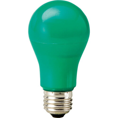 特長：E26口金に取り付け可能な緑色LED電球です。用途：E26口金を使い、緑色の光が点灯します。仕様：明るさ(lm)：70光源色：緑色LED外径(mm)：55消費電力(W)：5口金：E26定格寿命(時間)：25000高さ(mm)：106本...