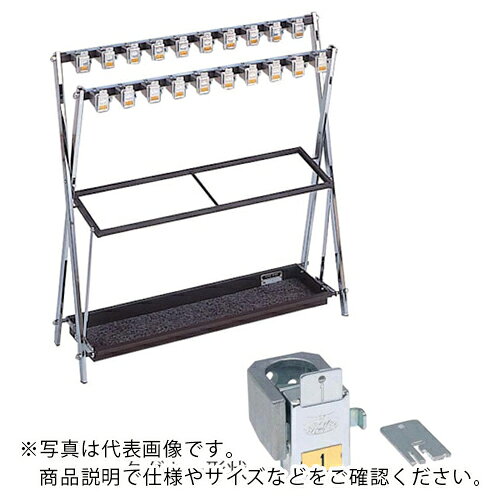 特長：傘の盗難防止の鍵機能をつけた折り畳み式の傘立てです。用途：事務所や店舗学校等の玄関部仕様：間口(mm)：880奥行(mm)：273高さ(mm)：885傘収納可能本数(本)：20ミヅシマ　鍵付折り畳み式傘立てX−20注意：お客様組立製品...