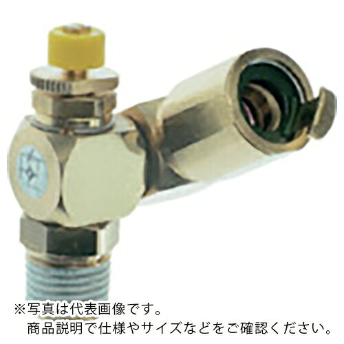 特長：取り出し口が3次元方向に動きます。流量調整がスムーズに行えます。用具不要のワンタッチ着脱です。タッチコネクターを内臓しています。ボディが金属製で衝撃に強い構造になっています。用途：各種エア配管仕様：接続口径：R1/8適合チューブ外径D...