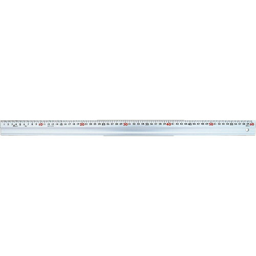 特長：大きな目盛数字表示を採用しました。軽くて錆びず丈夫です。用途：長さの測定・カッティング定規・溝引きに。仕様：全長(mm)：610幅(mm)：35厚さ(mm)：5呼び寸法(mm)：600上段(ピッチ)：1mm目盛：cm目盛長さの許容差：...
