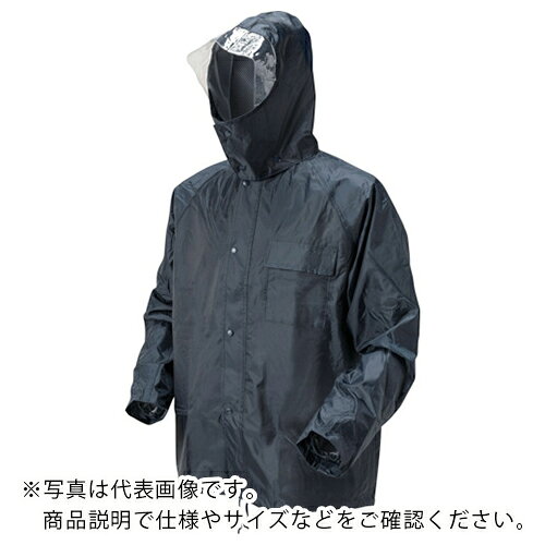 特長：上着は、水の侵入を防ぐ前たて、手袋使用時に便利な2重袖、収納に便利な左胸ポケット、視認性の良い透明フード、背中に反射テープ付の多機能合羽です。パンツは、裾部分のワンタッチボタンで、フィット感を調整可能です。ウエスト部分はゴムで、脱ぎ履...