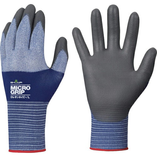 特長：繊維部分にマイクロファイバーを使用、手のひらから指先までのフィット感を高めた、作業用ポリウレタン背抜き手袋。マイクロファイバーの編み目を密にすることで肌への密着性を高め、手袋内面の滑り止め効果を高めた作業用手袋。発泡ポリウレタンを手の...