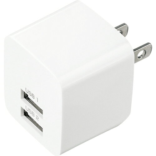 特長：家庭用コンセントからUSB電源出力に変換できる、コンパクトで持ち運びに便利なキューブ型USB2ポート充電器です。USBポートを2ポート搭載しUSB機器を2台同時に充電できるキューブ型のコンパクトなUSB充電器です。（2ポート合計で最大...