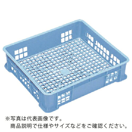 特長：通気性が良く惣菜や日配品のトレー等の運搬・保管に便利です。用途：惣菜・日配品などのトレーの配送・保管。仕様：容量(L)：18色：ブルー外形寸法(mm)間口：480外形寸法(mm)奥行：420外形寸法(mm)高さ：116有効内寸(mm)...
