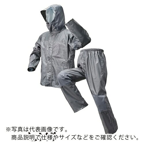 特長：ヒトの動きを考えた、部分ストレッチ合羽です。背中・膝など作業時に突っ張る部位には透湿性ストレッチ生地を採用し、他の部位には耐水性＆透湿性に特化した生地を使用しています。上着は、水の侵入を防ぐ前たて、手袋使用時に便利な2重袖、視認性の良...