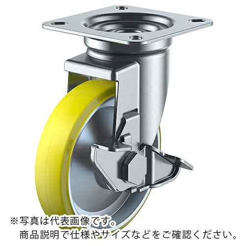 特長：標準的な大型キャスターで、重量物の運搬に数多く使用されています。耐油性、耐摩耗性に優れ、静電気によるチリやホコリの吸着を防ぐ、帯電防止性ウレタン車輪を使用しています。用途：重量物の運搬に。仕様：車輪径D(mm)：150許容荷重(daN...