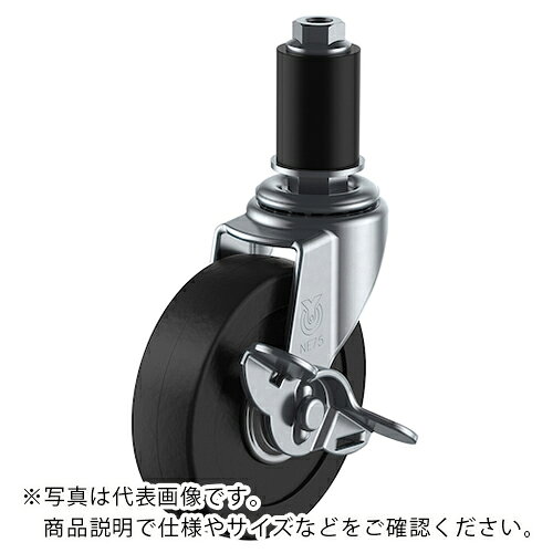 特長：標準的な小型キャスターで、軽量物運搬用のワゴンやラックなどに最適です。走行性に優れ、静電気を除去することができる導電性ゴム車輪を使用しています。用途：軽量なパイプ組立式ラック、屋内運搬用機器ラックなどに。仕様：車輪径D(mm)：75許...