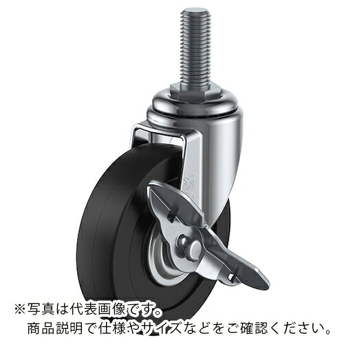 特長：高級感のあるクロムメッキ仕上げで装飾性に優れます。走行性に優れ、静電気を除去することができる導電性ゴム車輪を使用しています。用途：軽量なパイプ組立式ラック、屋内運搬用機器、厨房機器などに。仕様：車輪径D(mm)：50許容荷重(daN)...
