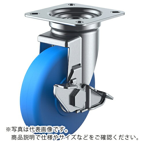特長：標準的な大型キャスターで、重量物の運搬に数多く使用されています。耐熱性、耐寒性、耐摩耗性に優れたMCナイロン車輪を使用しています。用途：重量物の運搬に。仕様：車輪径D(mm)：100タイプ：自在式(ストッパー付)許容荷重(daN)：1...