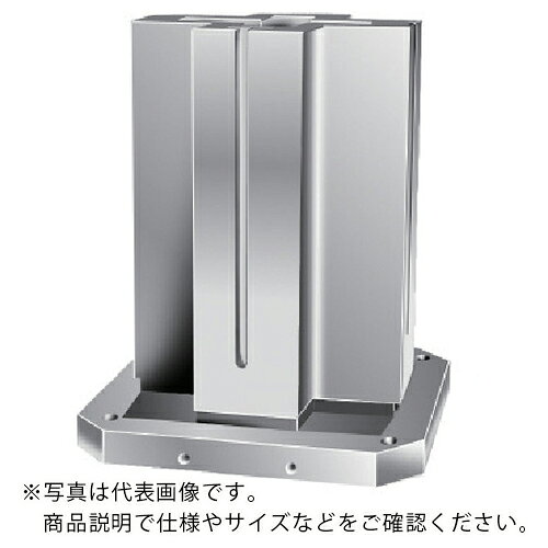 特長：T溝(18)を利用して、メカロック等の取付けができます。用途：横型マシニングセンター用専用治具ベース。仕様：ベース(mm)：630×630高さ(mm)：700四面巾250mm床面、ロケータ面：研削仕上材質／仕上：FC300　●メーカー...