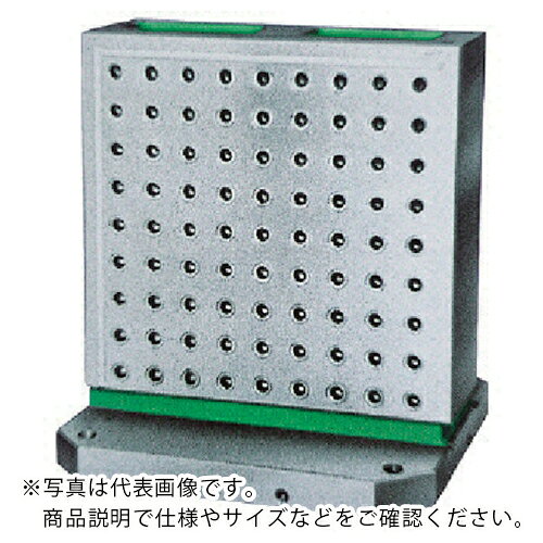 特長：BSS型にネジ穴加工が50mmピッチで施されたタイプです。用途：横型マシニングセンター用専用治具ベース。仕様：ベース(mm)：300×300高さ(mm)：280二面巾(mm)：150床面、ロケータ面：研削仕上材質／仕上：FC300熱処...
