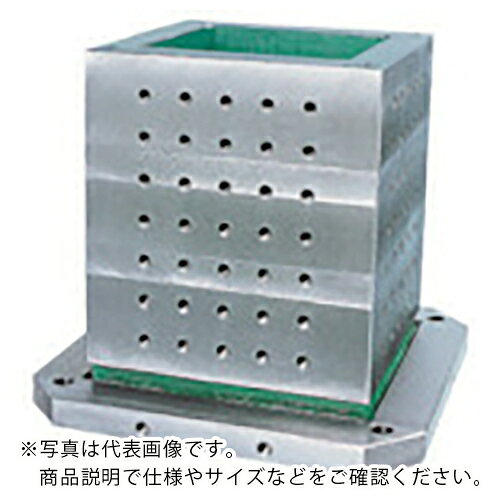 特長：BSS型にネジ穴加工が50mmピッチで施されたタイプです。用途：横型マシニングセンター用専用治具ベース。仕様：ベース(mm)：500×500高さ(mm)：600四面巾(mm)：280床面、ロケータ面：研削仕上材質／仕上：FC300熱処...
