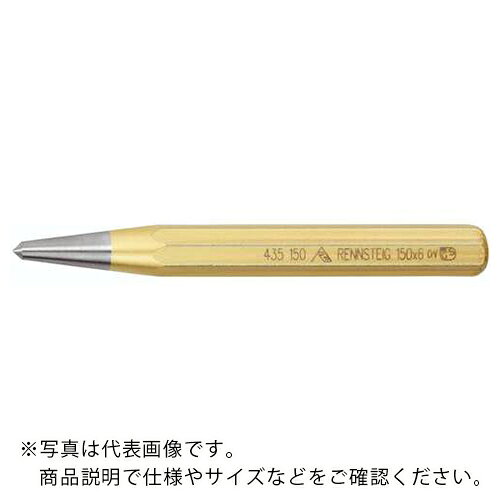 特長：高品質の鋼材を使用したセンターポンチです。抜群の耐久性と高い作業性を発揮します。用途：鉄板の穴の仮止めなど。仕様：全長(mm)：150幅(mm)：14先端径(mm)：6八角胴タイプ材質／仕上：クロムバナジウム鋼　●代表画像について 商...