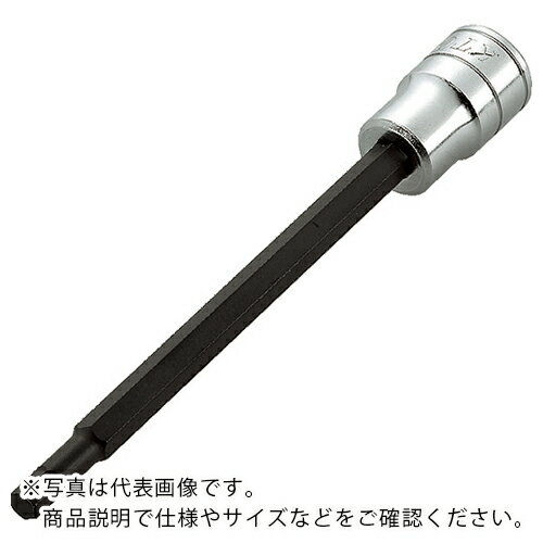 特長：ビット部は差込式で交換が可能です。ロングタイプです。差込角側は応力の集中を防ぐパワーフィット形状を採用しています。仕様：差込角(mm)：9.5対辺寸法(mm)：3ビット長さ(mm)：99全長(mm)：128材質／仕上：特殊工具鋼　●代...