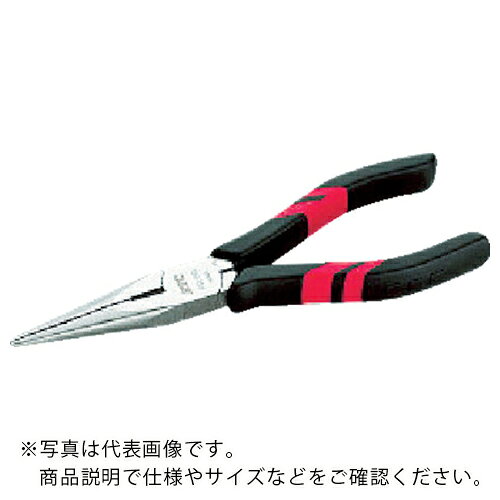 特長：ワイヤカッターの形状の見直しで切断荷重が15%軽減しました。用途：汎用工具仕様：全長(mm)：205切断能力(mm)硬線：φ1.8切断能力(mm)軟線：φ2.3先端形状(mm)E×F：2.7×4.5先端部ギザ付ソフトグリップ材質／仕上...