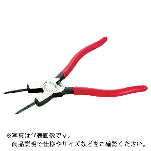 特長：本体のカシメ部はガタつきが少なく、開閉はばね付です。クローの交換が可能です。用途：直爪穴用スナップリングプライヤ仕様：リング使用範囲(mm)：12〜13爪先端径(mm)：1.5全長(mm)：185爪形状：直爪モデル：穴用ばね付開閉ばね...