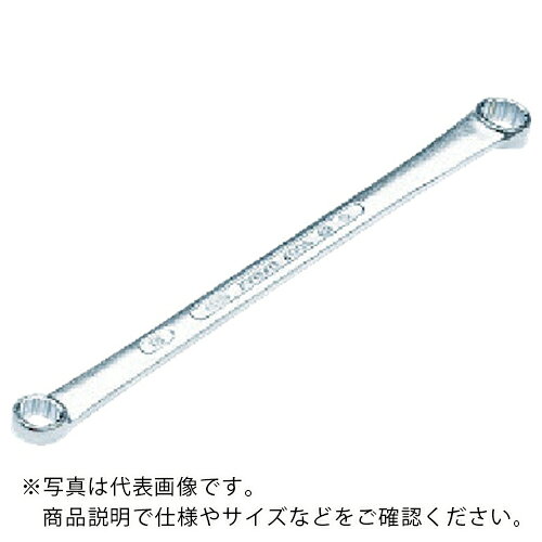 特長：オフセットが15°で、ロングタイプのめがねレンチです。用途：汎用工具仕様：対辺寸法(mm)：14×17全長(mm)：245口径部形状：十二角（二重六角）材質／仕上：合金工具鋼表面処理：クロムメッキ　●代表画像について 商品によっては、...