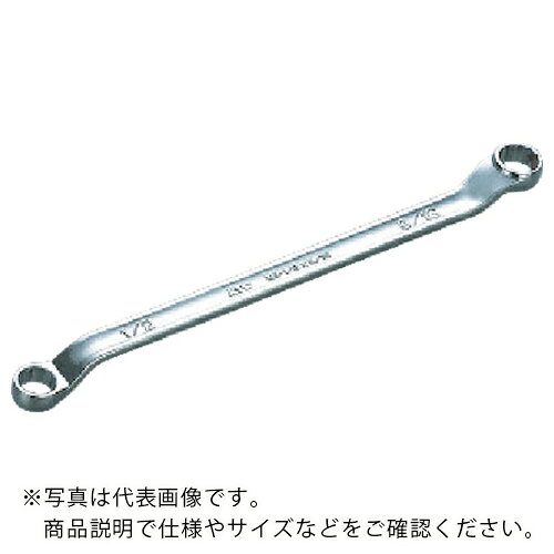 特長：トルク伝達を最大限に発揮できる45°×6°のオフセット角度です。くぼんだ場所のボルト・ナットにも掛かりやすく、ヘッドを裏返しての使用も可能です。サイズ表示は大きく見やすい鍛造浮き出し刻印です。用途：汎用工具仕様：対辺寸法(インチ)：1...