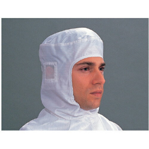 特長：無塵・制電のスタンダードタイプ仕様：色：白サイズ：L無塵・制電仕様。耳メッシュ付き・後頭部小ベルト調整式・首元でフリルをクロスしてマジック止めの合わせ仕様。材質／仕上：ポリエステル　●代表画像について 商品によっては、代表画像を使用し...