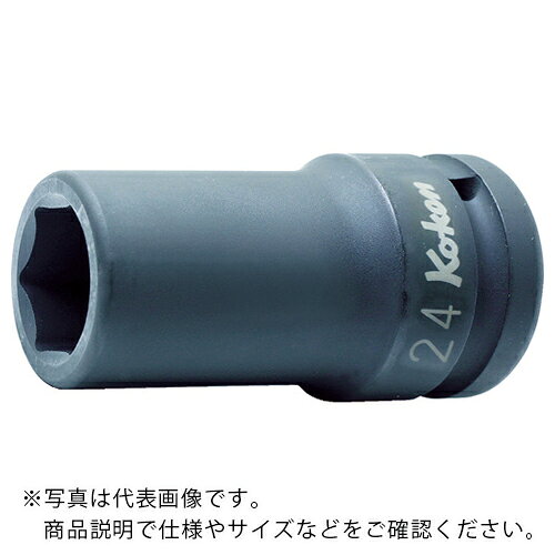 特長：ボルト／ナットに接する開口部(6角)はもちろんのこと、差し込み側の四角駆動部にも角を傷めずハイトルクを確実に伝える面接触のフラットドライブを採用しています。仕様：差込角(mm)：19.0対辺寸法(mm)：24全長(mm)：75対辺形状...