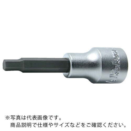 特長：6角穴付ボルト用のヘックスビットソケットです。ラチェットハンドルを始めとする各種ハンドル類と組み合わせることにより、L型レンチでは不可能な箇所での作業が可能となります。仕様：差込角(mm)：12.7対辺寸法(mm)：8全長(mm)：7...
