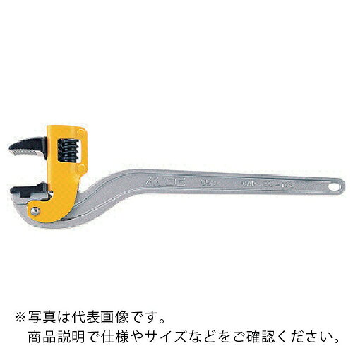 特長：被覆鋼管・継手などの締付けに最適です。パイプレンチの機能に加え、コーナー部・溝の中など狭所の配管作業に最適です。強さはパイプレンチJIS(旧）強力級相当です。軽いアルミハンドルを採用しています。ポリ・塩ビ系被覆にピッタリフィットするき...