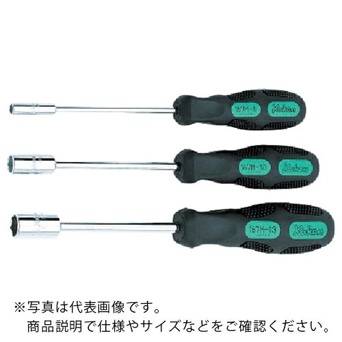 特長：六角ボルト着脱用のスタンダードなソケットドライバーです。独自形状のグリップは強力なトルクを発生します。仕様：軸長(mm)：125全長(mm)：225対辺(mm)：4材質／仕上：クロムモリブデン鋼(SCM435)グリップ：樹脂、ゴム　●...