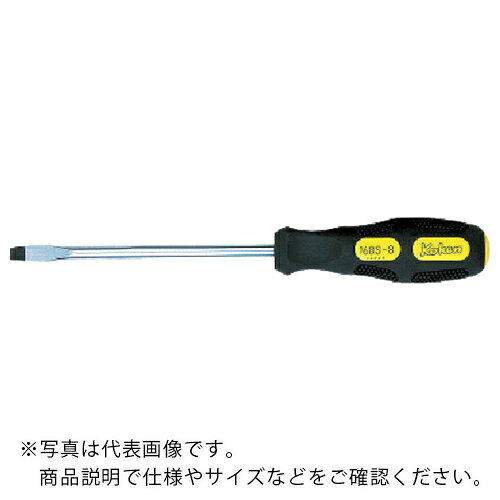 特長：スタンダードなドライバーです。独自形状のグリップは強力なトルクを発生します。仕様：刃先：［［−］］8軸長(mm)：150全長(mm)：270先端マグネット：着磁先端：マグネット入り材質／仕上：軸：特殊鋼グリップ：樹脂、ゴム　●代表画像...