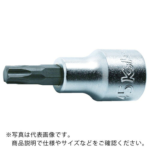 特長：ラチェットハンドルを始めとする各種ハンドル類と組み合わせることにより、L型レンチでは不可能な作業が可能となります。トルクスボルト用のビットソケットです。仕様：呼びNo.：T27先端寸法(mm)：5.0差込角(mm)：12.7全長(mm...