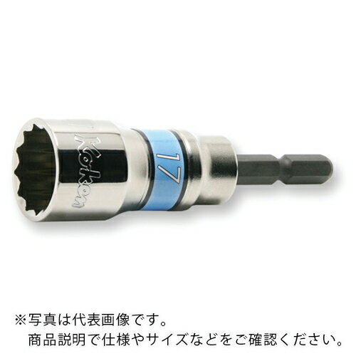 特長：新開発の超高耐久シャンクを採用しています。作業性の良い12角開口です。軽量設計です。はめ合わせがしやすく、ボルト/ナットの角を傷めにくい12角開口です。仕様：対辺寸法(mm)：22軸寸法(mm)：6.35全長(mm)：77ボルト受部深...