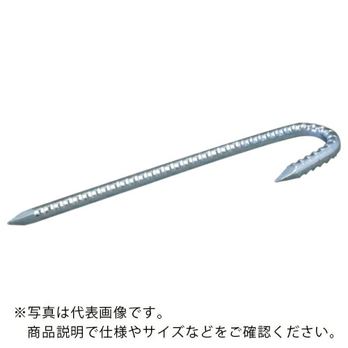 特長：抜けにくい異形鉄棒です。工事現場や駐車場、ガーデニングなど様々な場面でのロープの固定などに使用します。用途：ロープ・ワイヤーなどの固定に。侵入防止ロープの設置に。仕様：折返し長(mm)：40〜50全長(mm)：200径(mm)：6タイ...