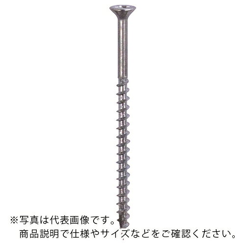 特長：頭部下のフレキ加工で木材を切削し、頭浮きを防ぎます。マルテンサイト系ステンレス(SUS410)で高強度のコーススレッドです。用途：サビにくく、屋外や水廻りの施行に。仕様：寸法(mm)d：3.8全長(mm)：65ねじ部長さ(mm)：44...