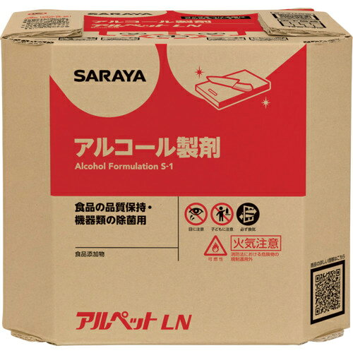 特長：消防法における危険物の規制を受けないアルコール製剤です。用途：調理器具類の除菌に。食品の品質保持に。仕様：容量(L)：10希釈倍率(倍)：原液使用原液使用材質／仕上：エタノール（50.0w/w%）グリセリン脂肪酸エステル（0.2w/w...