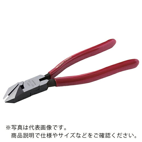 特長：刃面角度40°の強力型斜ニッパです。電気・通信工事の切断作業に最適です。用途：家電・内線工事関連。仕様：全長(mm)：150切断能力(mm)鉄線：φ1.6切断能力(mm)銅線：φ2.0薄刃材質／仕上：炭素鋼グリップ：ポリ塩化ビニール　...