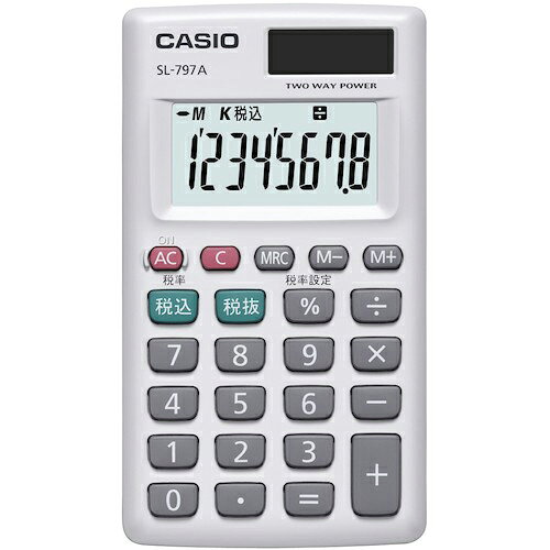 特長：優れた携帯性、カードタイプです。手帳型ケース付きです。8桁カードタイプスタンダード電卓です仕様：桁数:8縦(mm):10.2.0横(mm):57.0厚さ(mm):6.7マルチ%税計算2早打ち機能オートパワーオフ電池寿命約3年セット内容...