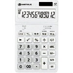 特長：ビジネスユースの定番電卓（小型タイプ）です。仕様：桁数：12色：ホワイト表示数字(高)：12mm規格：小型1箱入数：5台外形寸法：幅90×奥150×高22mm電源(V)：太陽電池＋内蔵電池（LR1130×1）保証期間：1年間電卓(卓上...