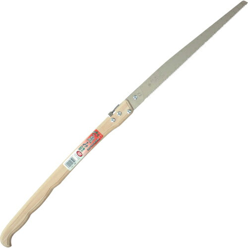 特長：果樹全般で使用出来ます。スムーズな切味と切口の綺麗さが特長です。折畳んで収納が出来ます。用途：生木剪定用（細枝用）。仕様：刃長(mm)：330全長(mm)：835刃ピッチ(mm)：2.5衝撃焼入れ無電解ニッケルメッキ材質／仕上：刃：S...