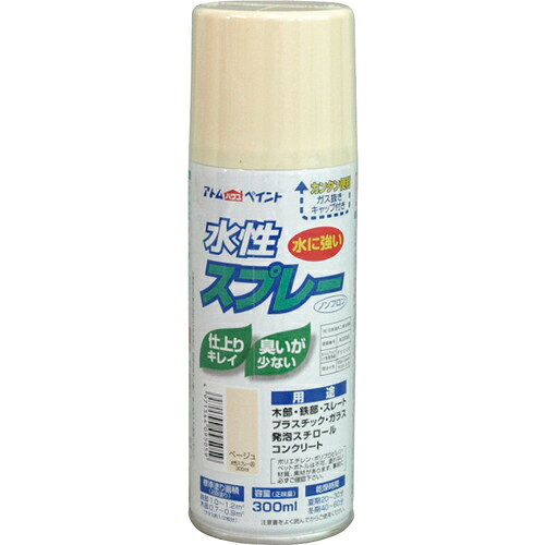 特長：霧が細かいので、誰でも綺麗に塗装ができます。指が疲れにくい、軽いタッチのプッシュボタンです。乾いた塗膜は水に強く、落ちません。用途：鉄部、木部、コンクリート、ガラス、発泡スチロール、段ボール紙、プラスティック（アクリル・ポリスチレン・...