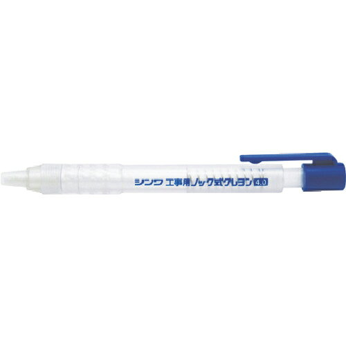 特長：ノック式なので手が汚れません。ペン型なので文字が書きやすいです。用途：鋼材、ガラス、プラスチックなどへの書き込み。仕様：色：白直径(mm)：12長さ(mm)：135芯径(mm)：4.0全長(mm)：135適合チョーク(mm)：4替芯：...